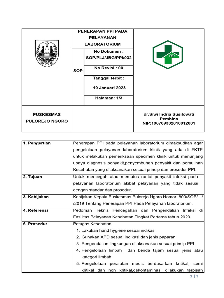 PPI di Pelayanan Laboratorium Puskesmas | PDF | Sains & Matematika