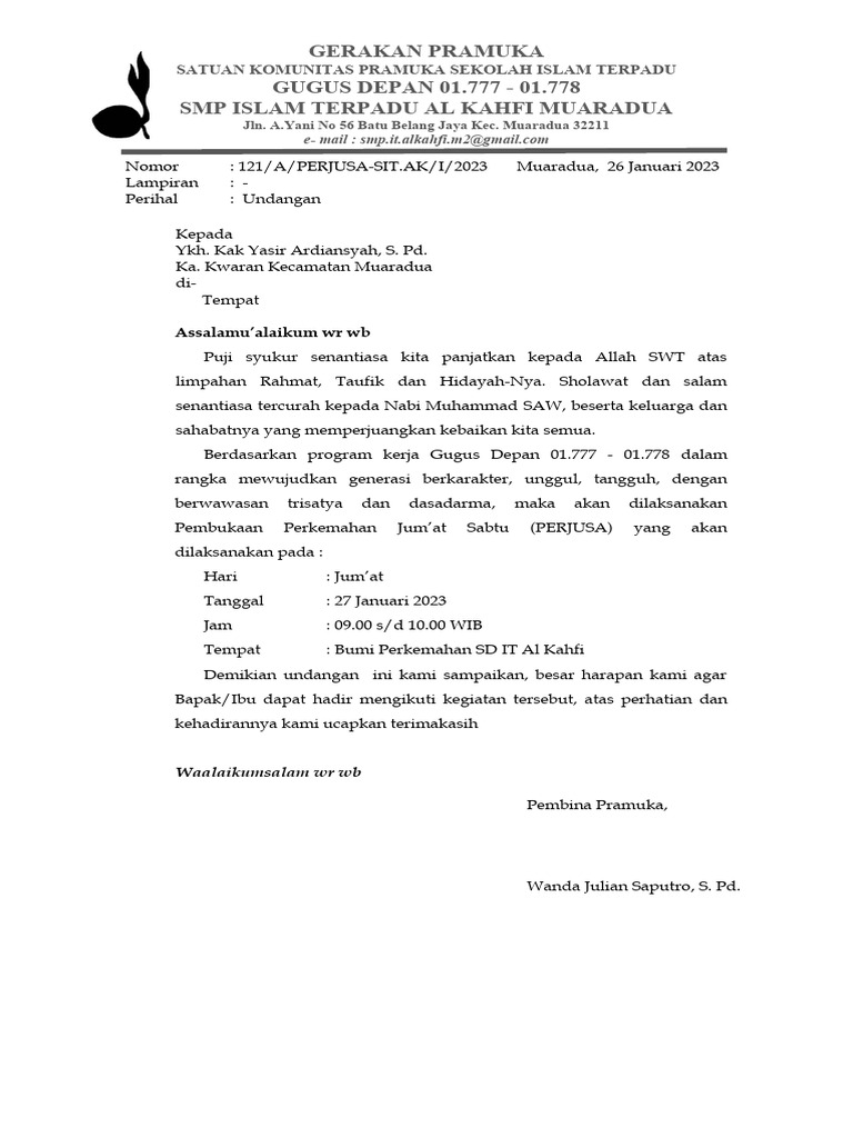 Surat Undangan pramuka | PDF