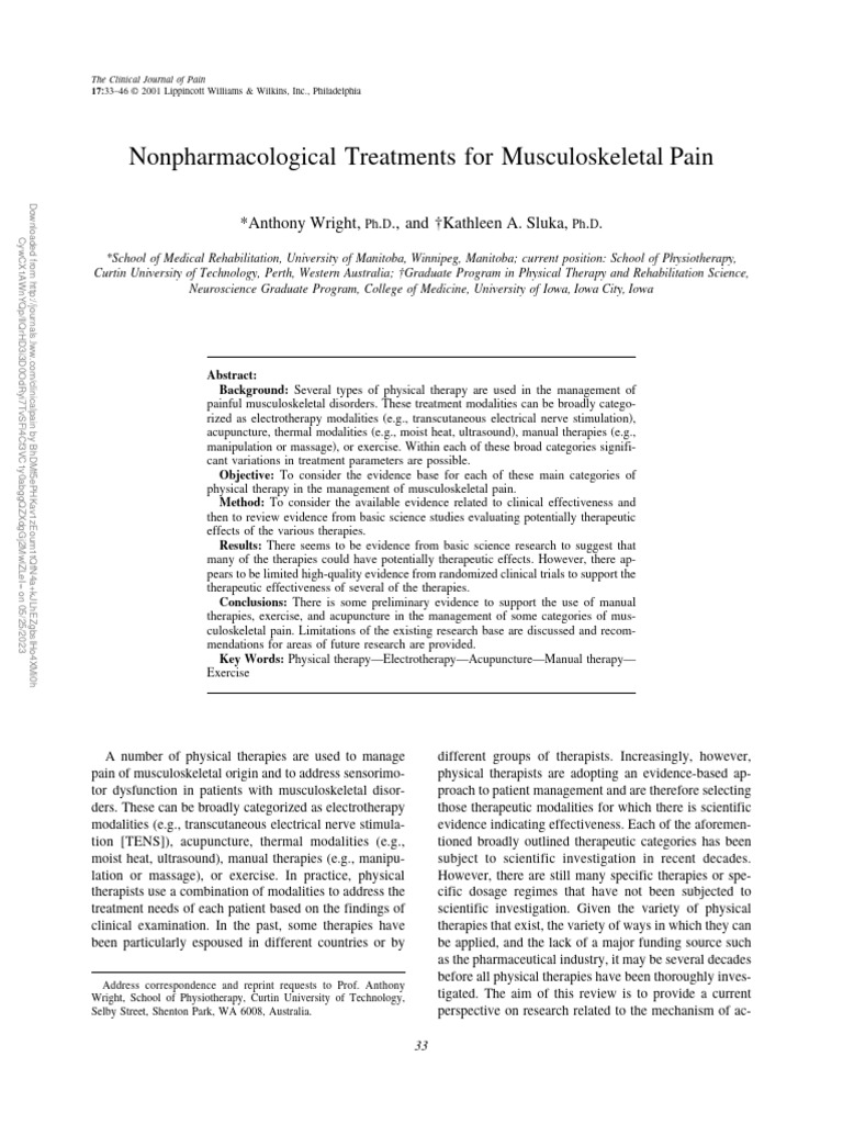Nonpharmacological Treatments For Musculoskeletal.6 | PDF | Physical ...
