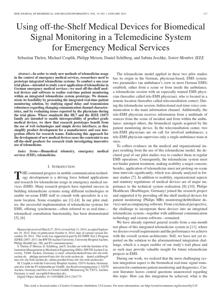 Using Off-The-Shelf Medical Devices For Biomedical Signal Monitoring in A Telemedicine System ...