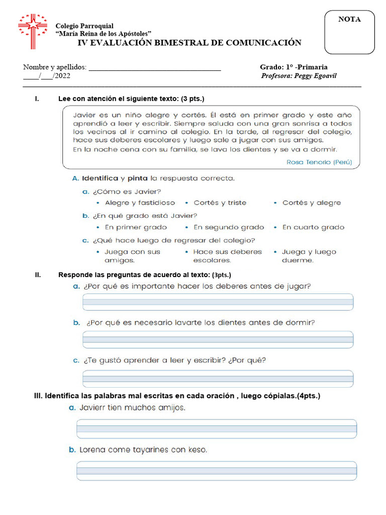 Comunicación 1er Grado Peggy Pdf