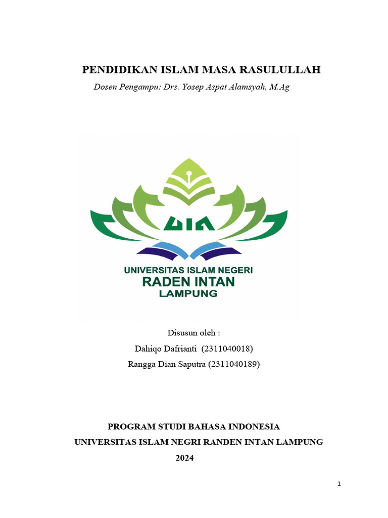 Pendidikan Islam Pada Masa Rasulullah | PDF | Agama & Spiritualitas