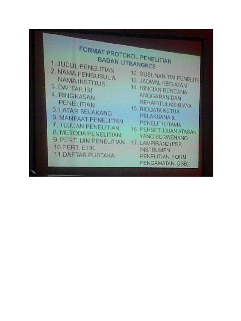 Format Protokol Penelitian Badan Litbangkes | PDF