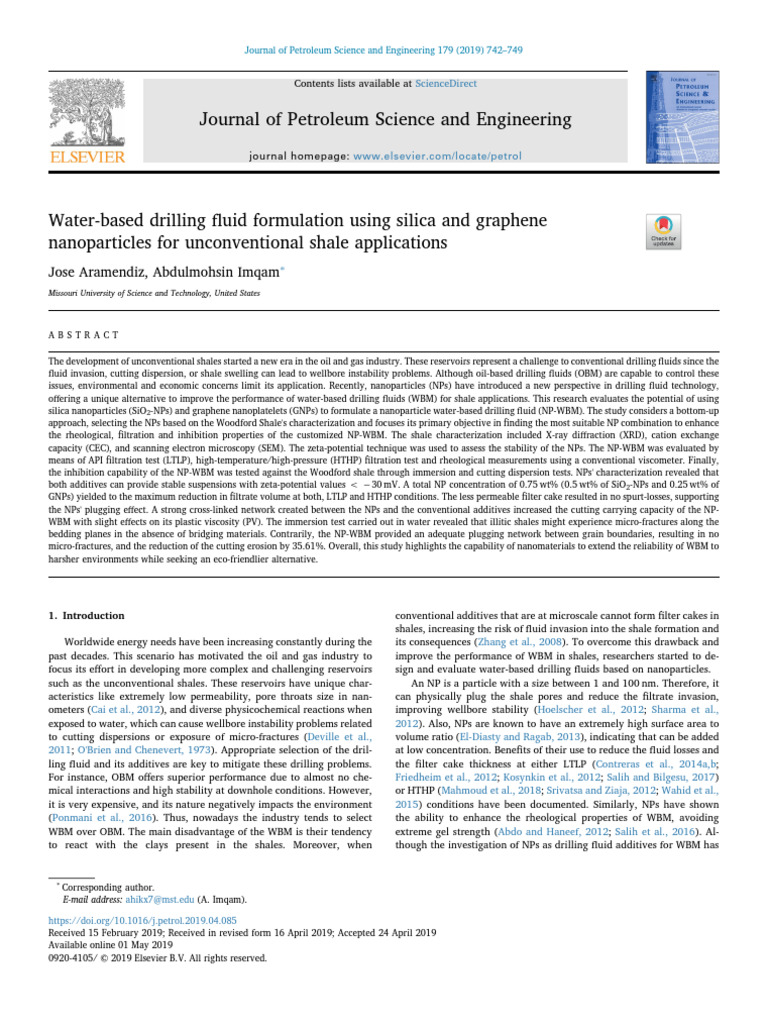 Water Based Drilling Fluid Formulation Using Silica 2019 Journal of ...