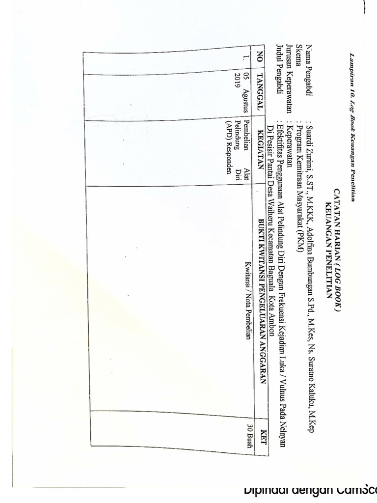Contoh Log Book Penelitian | PDF