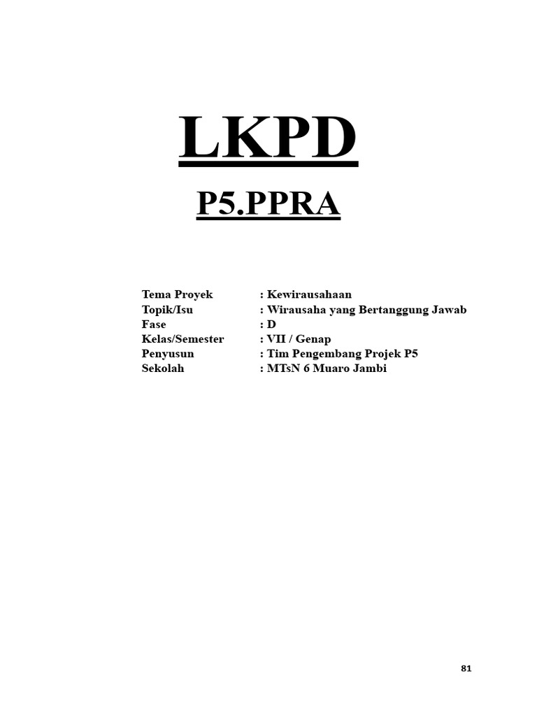 Projek P5 - Lampiran LKPD Formatif Kewirausahaan | PDF | Bisnis | Seni