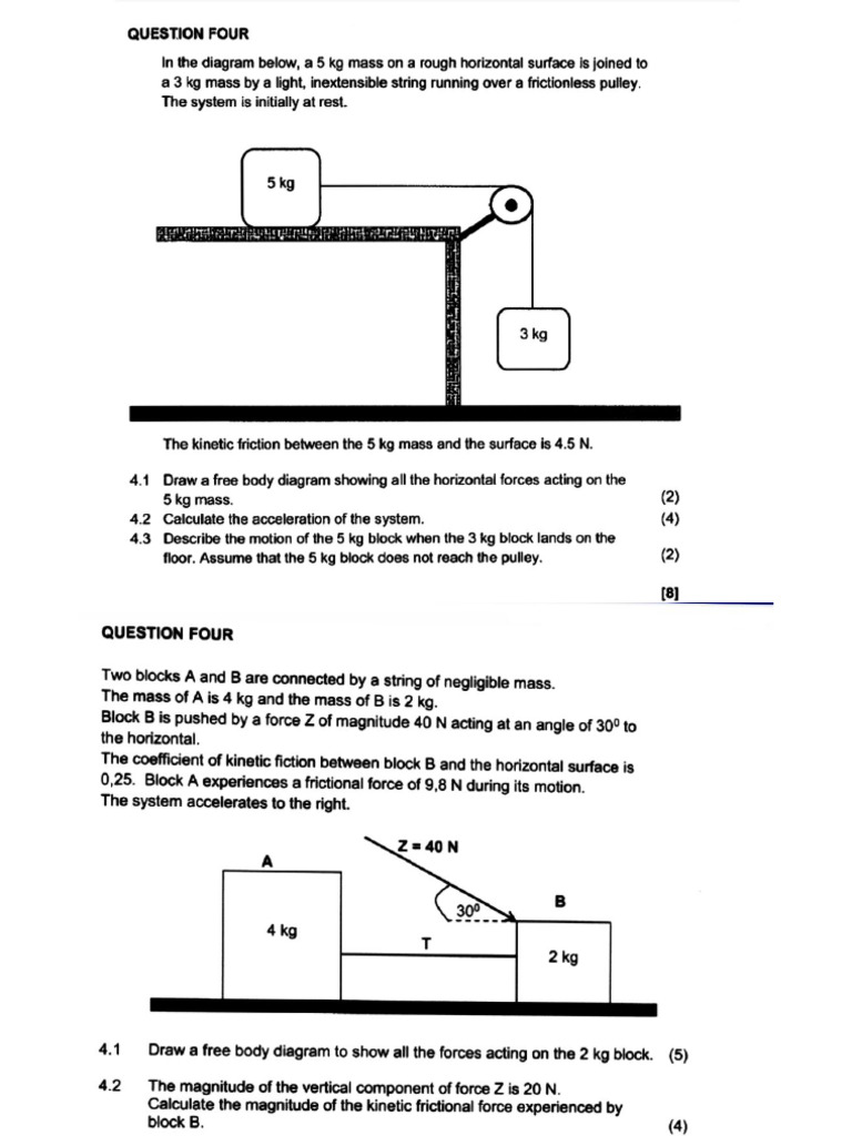 Newton's Second Law Exam Questions | PDF