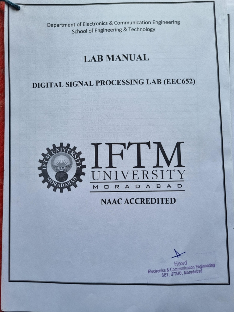 Digital Signal Processing Lab (Eec652) | PDF