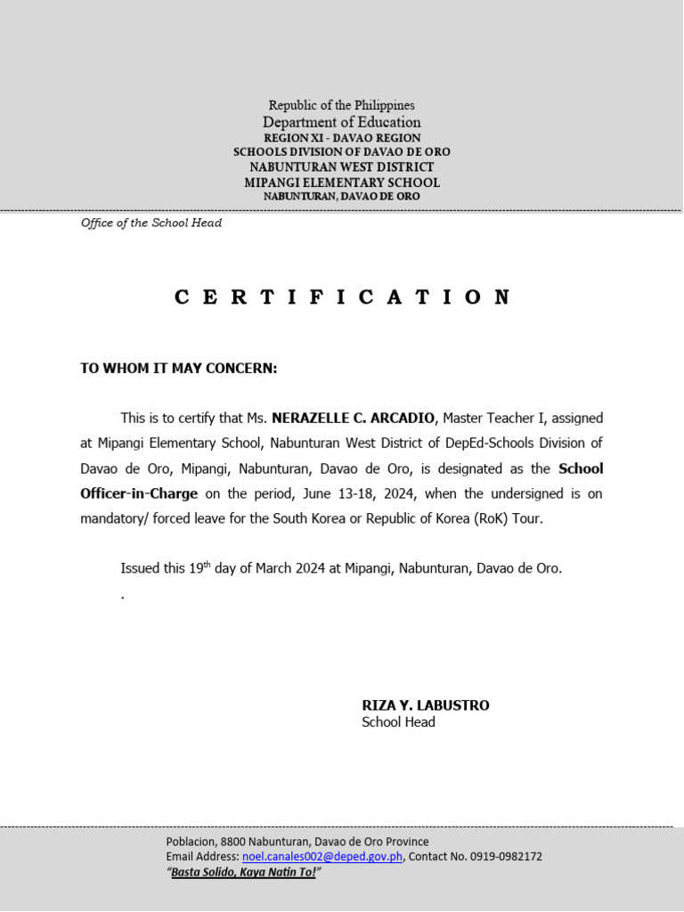 2024 06-13-06!18!5 Certification For District Oic NBC | PDF
