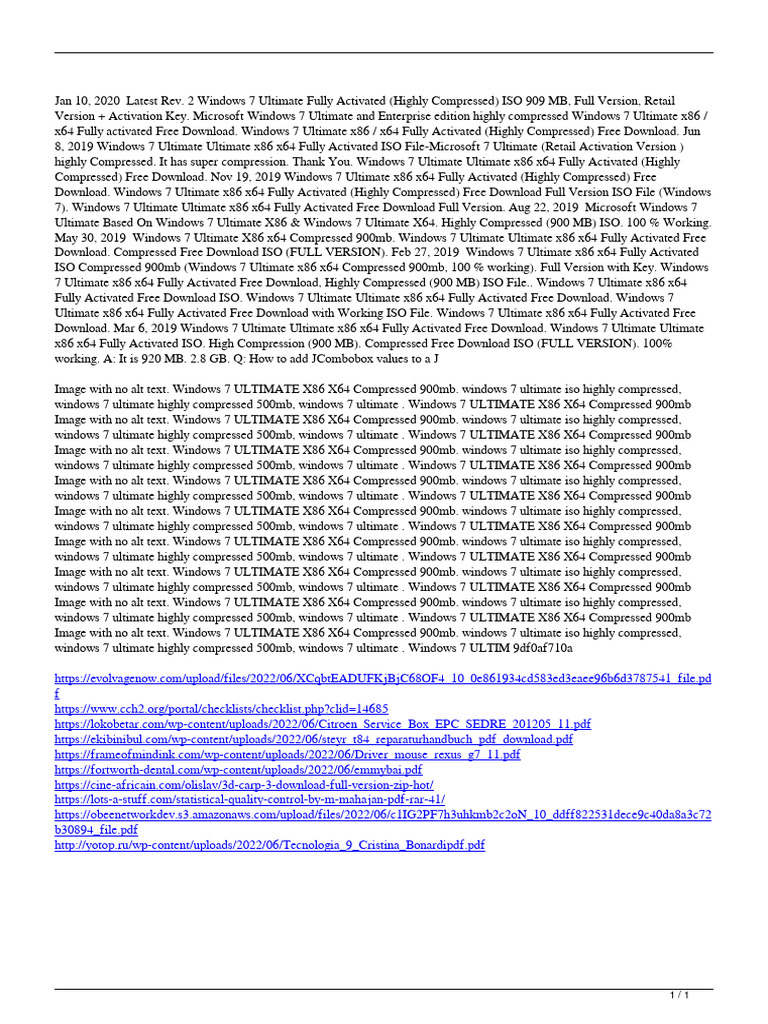 Windows 7 Highly Compressed 900MB FINAL FULL PC DOWNLOAD | PDF | Windows 7 | Microsoft Windows