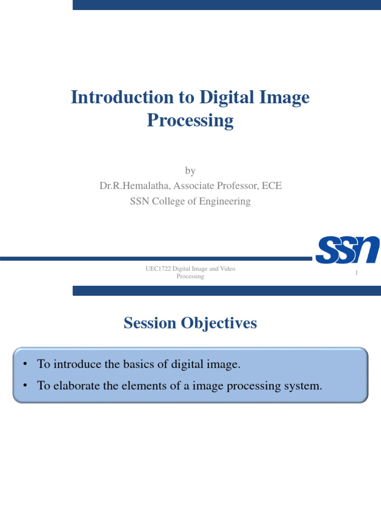 U1 L01 Introduction To Digital Image Processing | Download Free PDF | Image Segmentation ...
