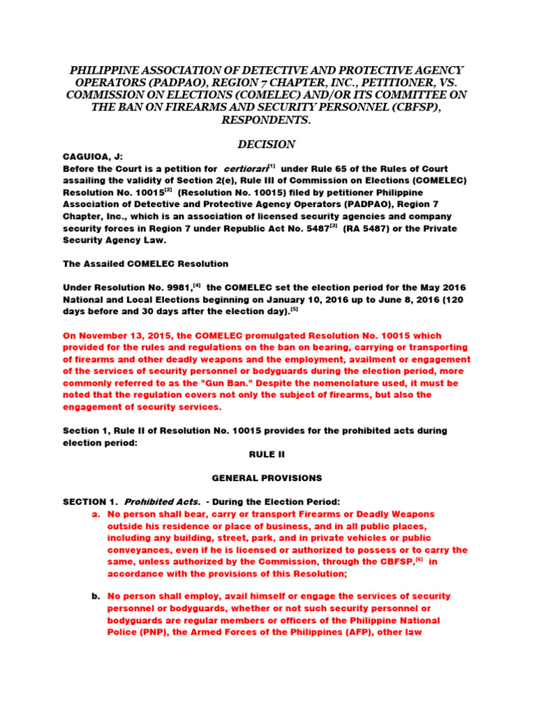 Padpao vs Comelec | Download Free PDF | Security Guard | Mootness