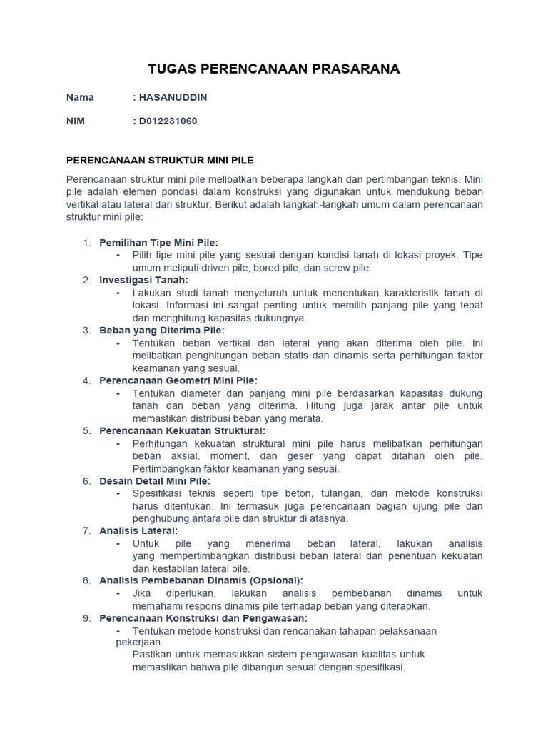 Tugas Perencanaan Prasarana | PDF | Sains & Matematika