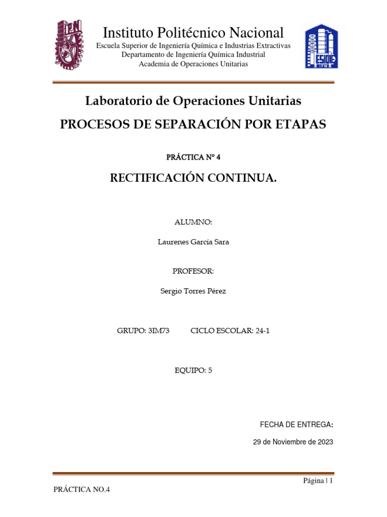 Práctica 4 - RC - Laurenes Garcia Sara | PDF | Destilación | Ciencias fisicas