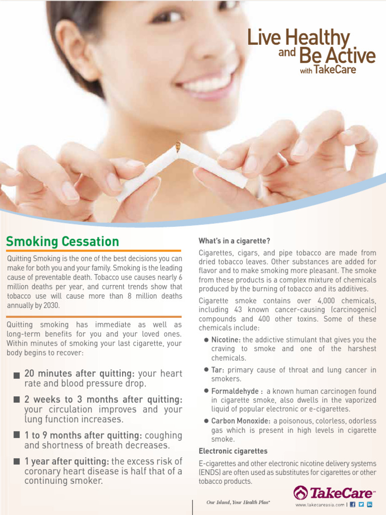 Smoking Cessation Brochure | PDF | Cigarette | Tobacco Smoking