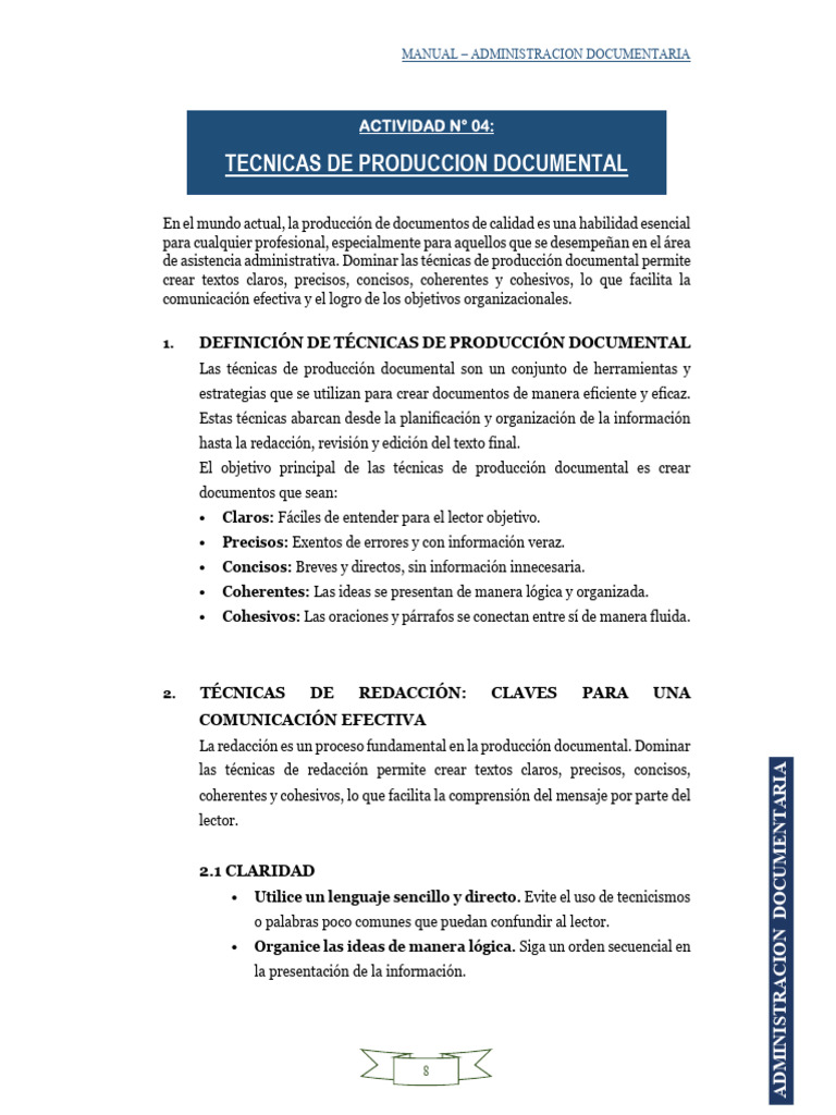 Actividad 04 - Tecnicas de Produccion Documental | PDF | Puntuación | Información