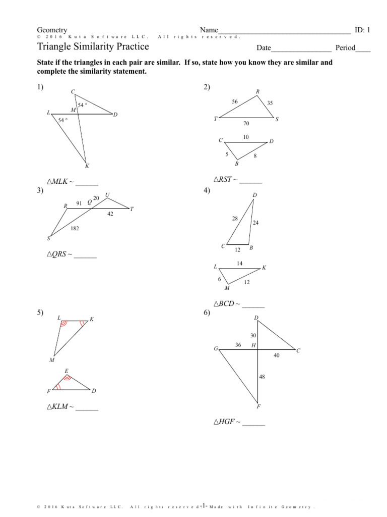 Similiar Triangles Practice 2 | PDF | Geometry | Triangle Geometry Similiar Triangles Practice 2 | PDF | Geometry | Triangle Geometry