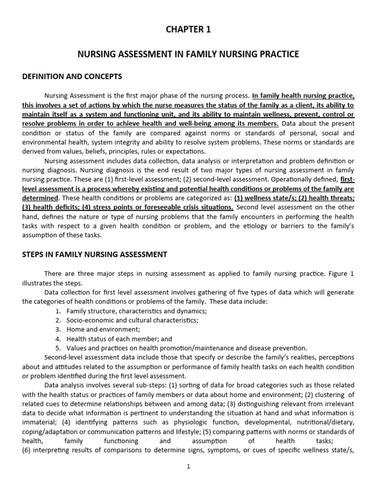 CHN 1 Module 1 NURSING ASSESSMENT IN FAMILY NURSING PRACTICE | PDF | Nursing | Evaluation