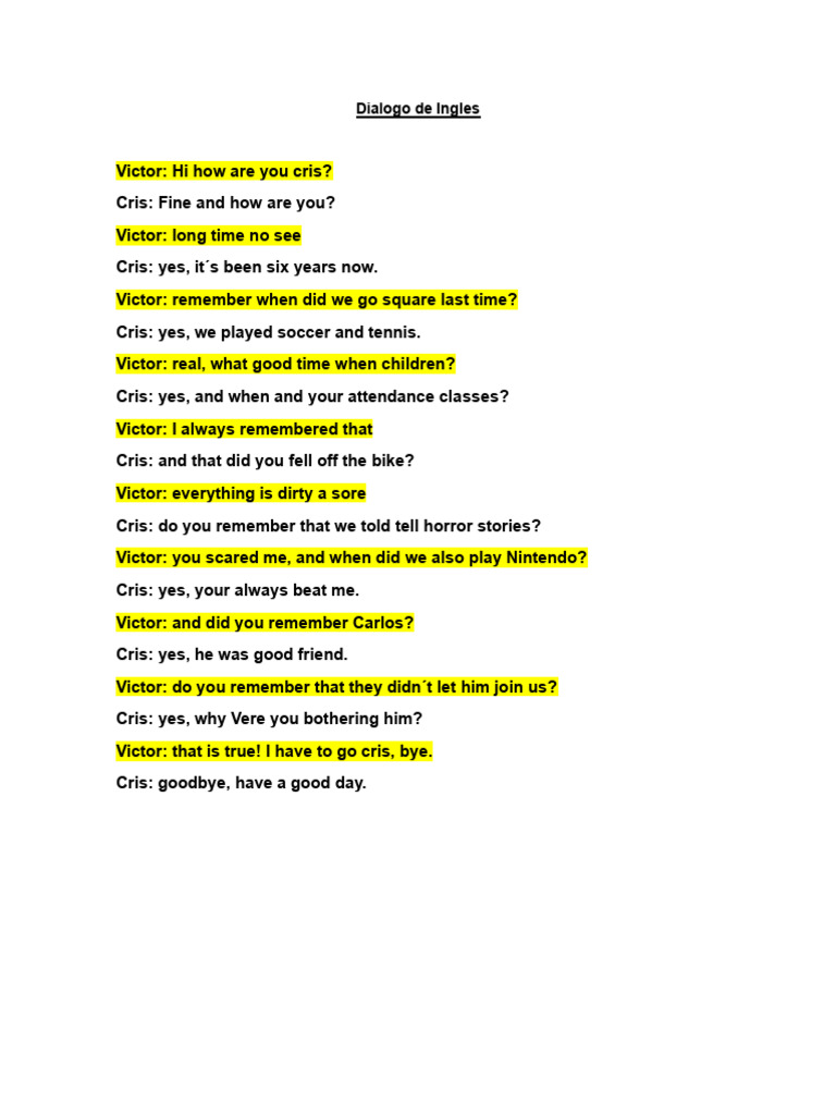 Dialogo 4 Ingles | PDF