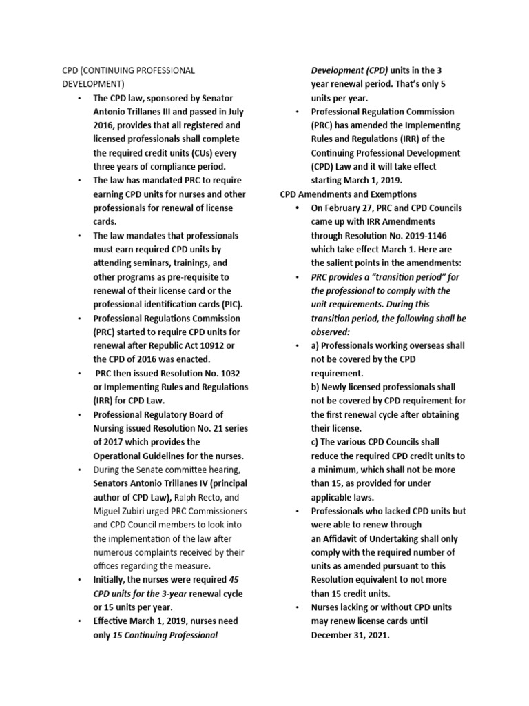 Development (CPD) Units in The 3 | PDF | Nursing | Tort