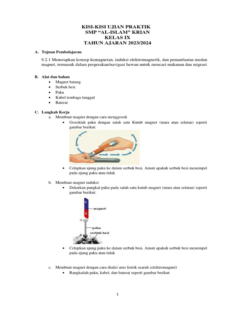 Kisi-Kisi Ujian Praktik Magnet SMP | PDF | Sains & Matematika
