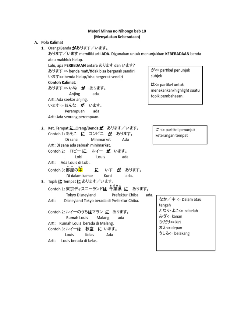 Materi Minna No Nihongo Bab 10 | PDF