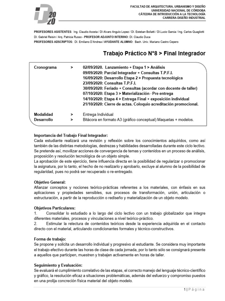 tp8 - Final Integrador | PDF | Diseño | Ingeniería