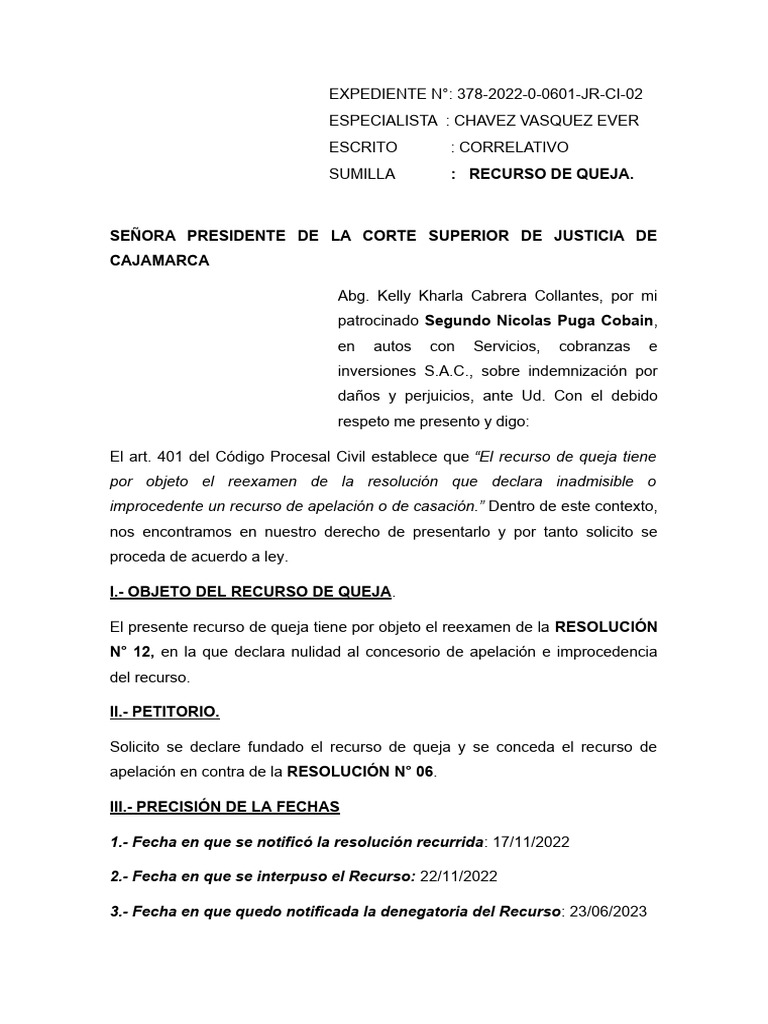 Recurso de Queja | PDF | Apelación | Justicia