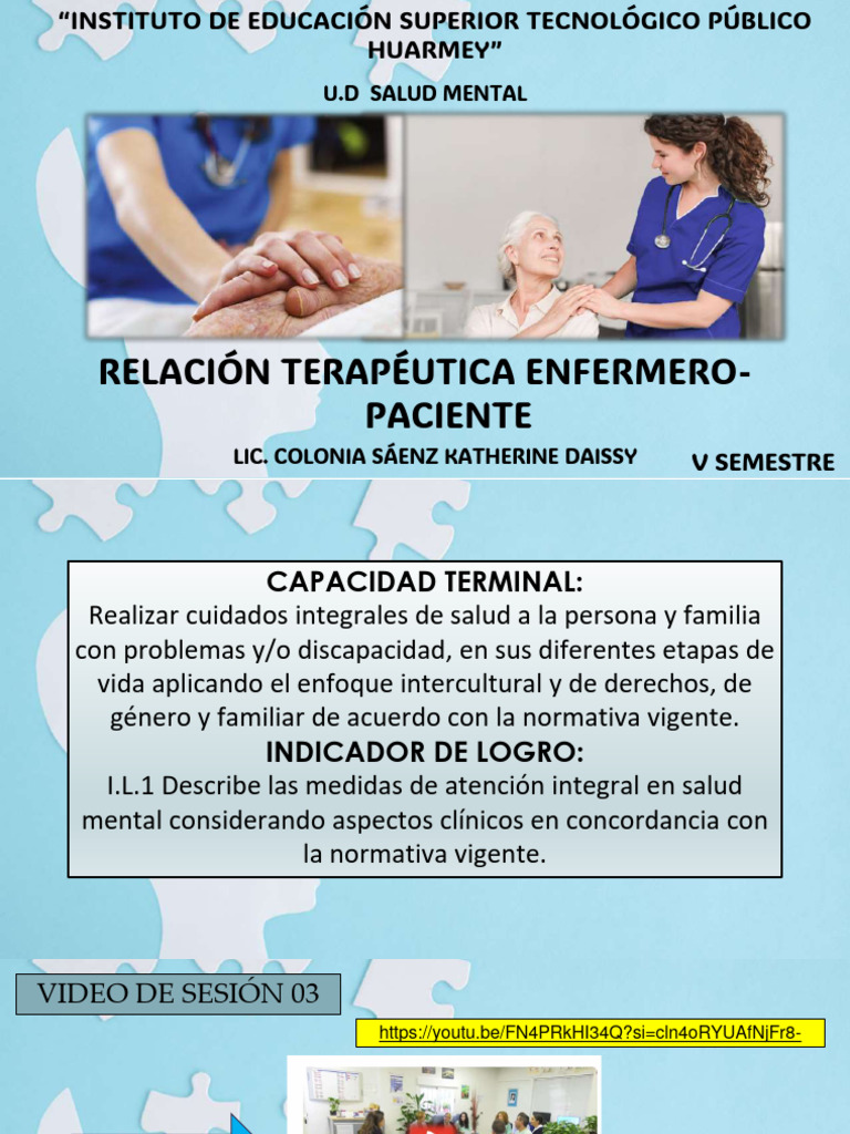 CLASE S03 HABILIDADES TERAPEUTICAS SM (2) | PDF | Enfermería | Salud mental