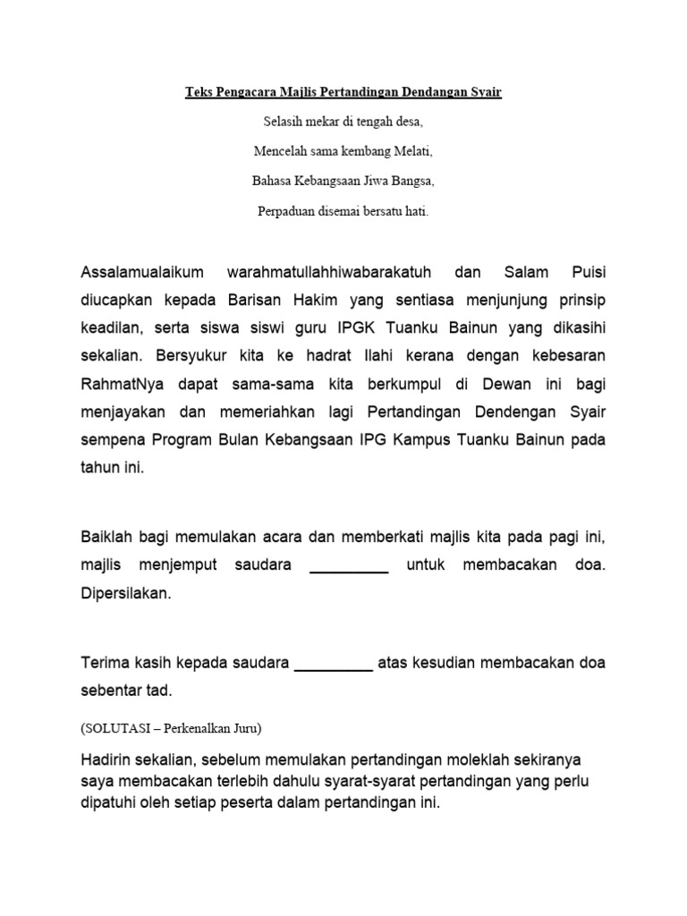 Teks Emcee Syair | PDF