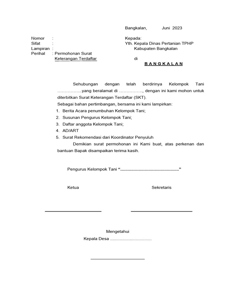 Surat Permohonan SKT | PDF