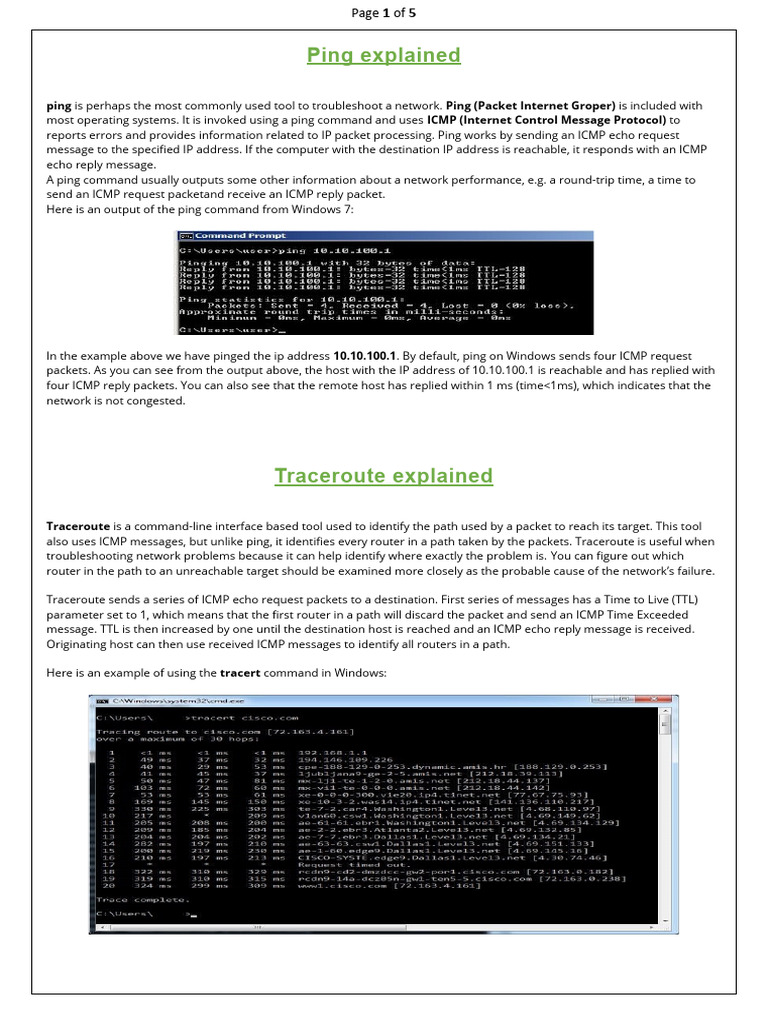 Ping and Traceroute Explained | PDF | Computer Science | Network Architecture