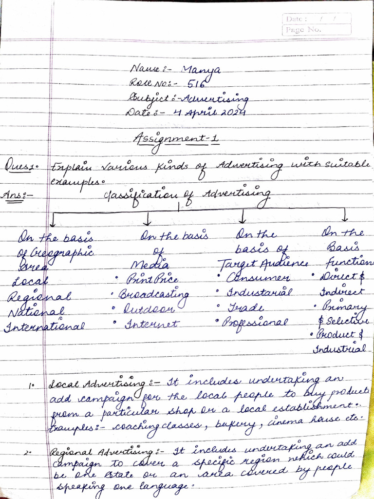 Advertising Assignment 1 | PDF