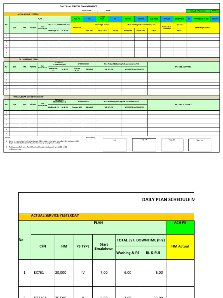 Daily Maintenance Service Plan | PDF | Vehicle Technology | Equipment