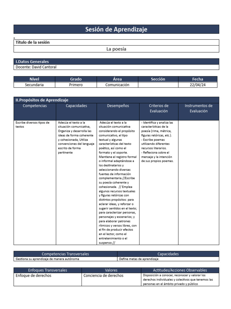 Aprendizaje sobre la Poesía en Secundaria | PDF | Poesía | Sonetos