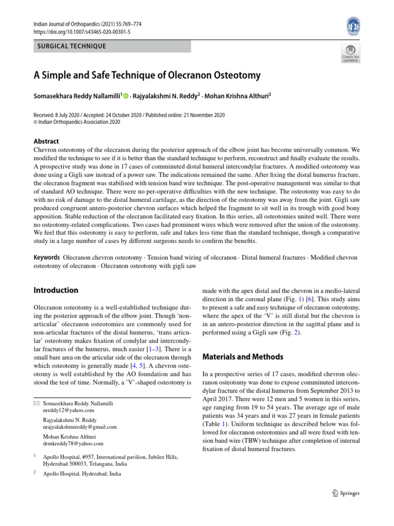 chevron osteotomy | PDF | Elbow | Musculoskeletal System