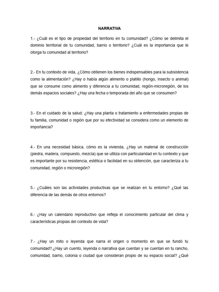 Narra Tiva | PDF | Alimentos