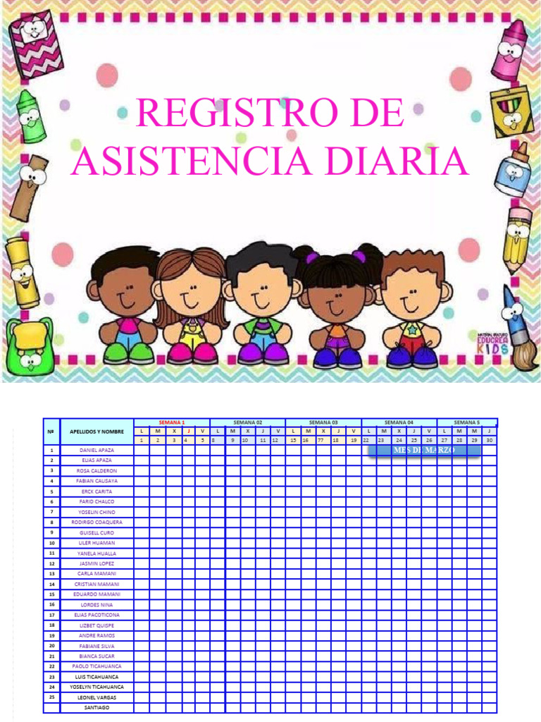 REGISTRO DE ASISTENCIA 2024 MODELO 2 | PDF