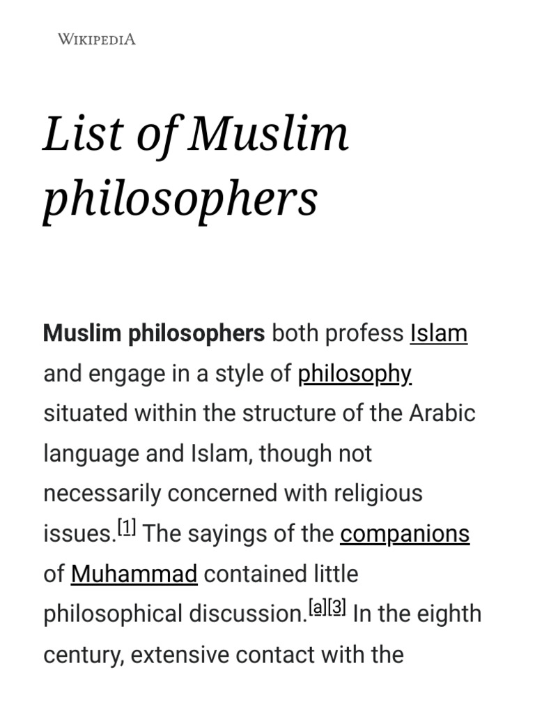 List of Muslim Philosophers - Wikipedia | PDF | Islamic Philosophy | Sufism