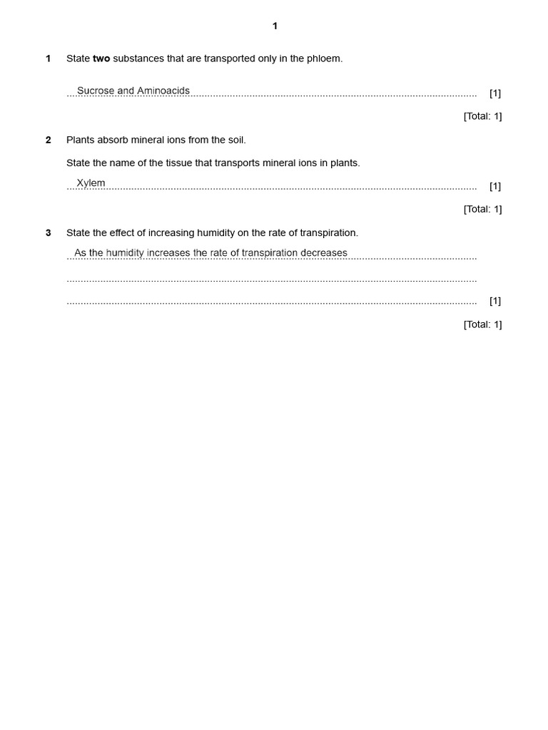 Plant Transport and Transpiration | PDF | Plant Stem | Tissue (Biology)