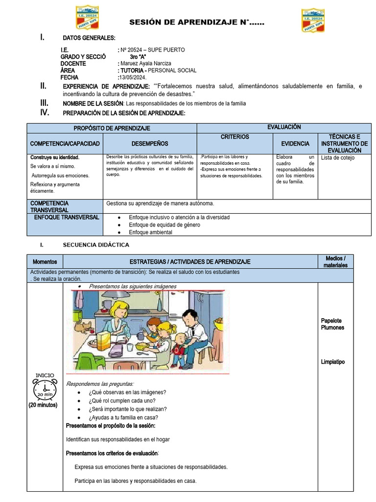 Sesión Responsabilidades - Tutoria | PDF | Aprendizaje | Evaluación Sesión Responsabilidades - Tutoria | PDF | Aprendizaje | Evaluación