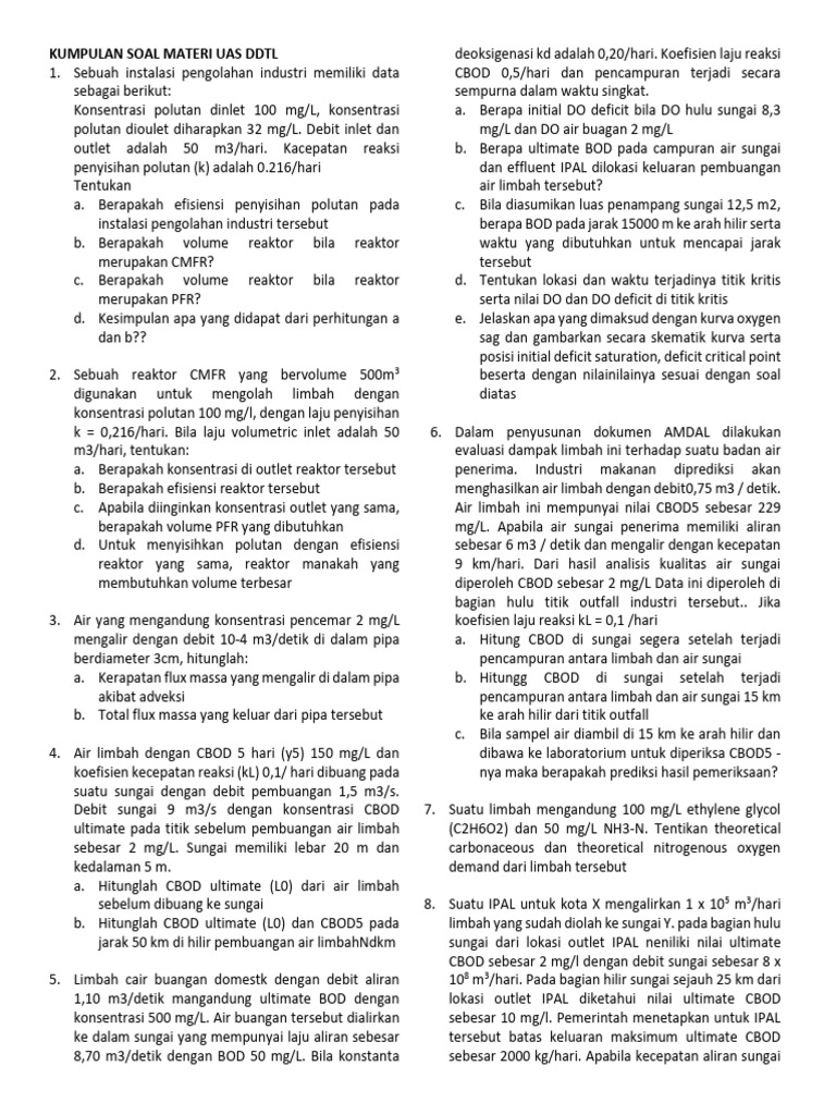 Kumpulan Soal Materi Uas DDTL | PDF