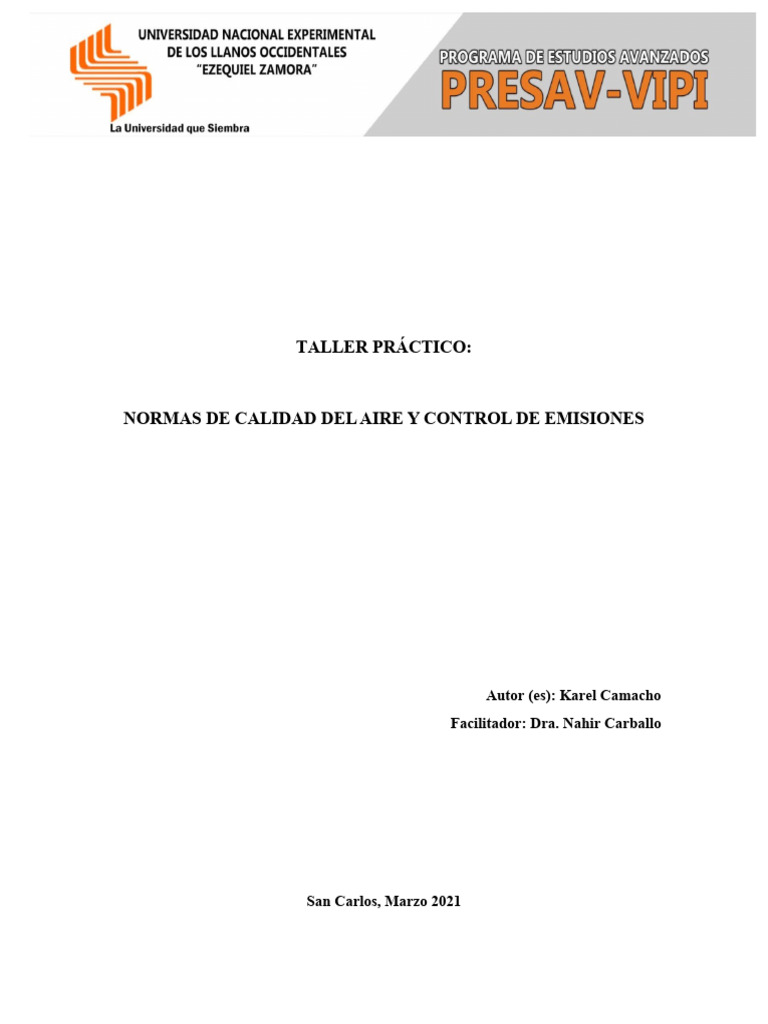 Calidad de Aire y Control de Emisiones Karel Camacho | PDF | La ...