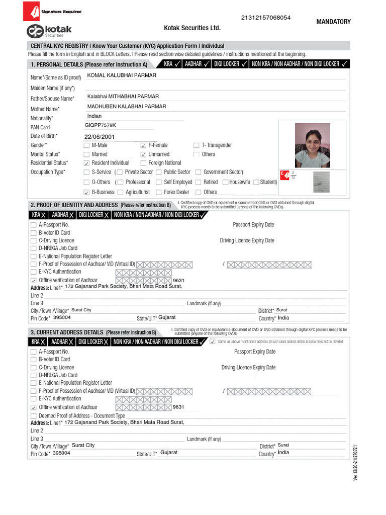 Kotak Registration | PDF | Identity Document | Access Control