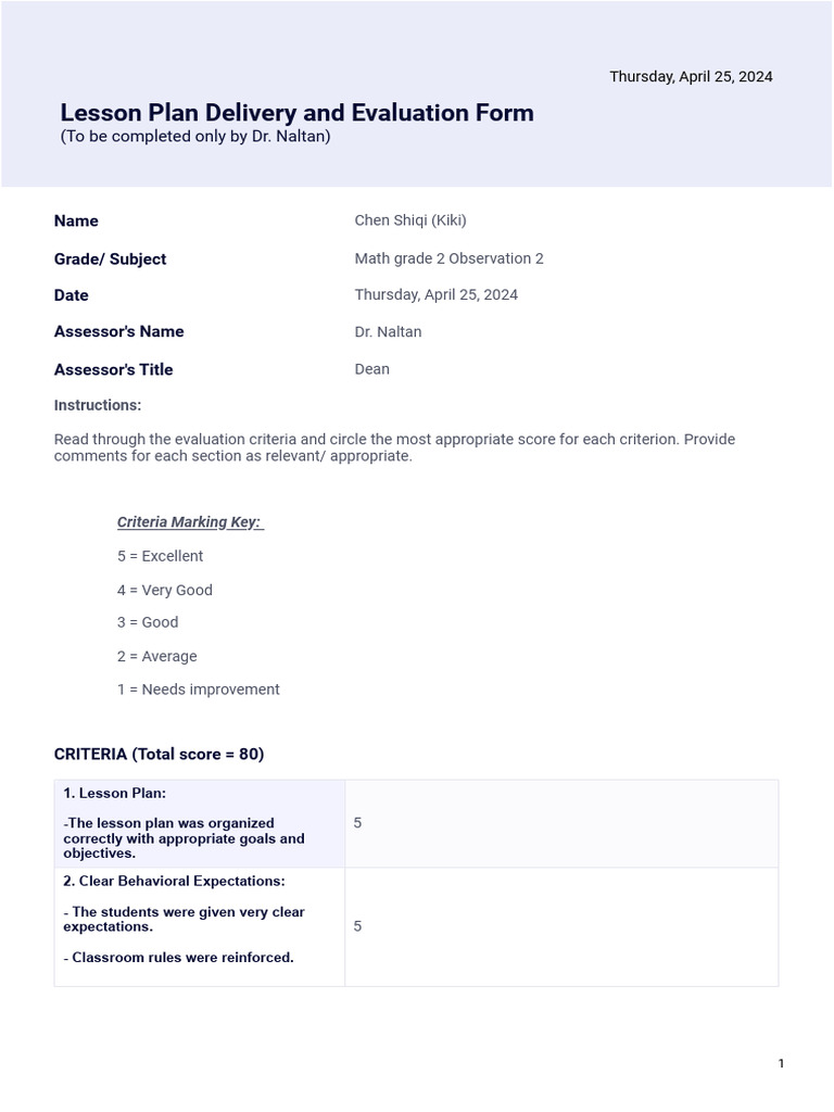 Chen Shiqi Kiki 04 25 2024 | PDF | Teachers | Learning