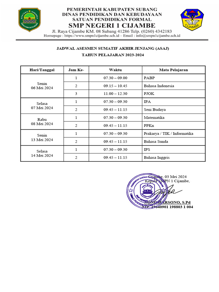 03 Jadwal Asaj 2024 | PDF | Seni & Disiplin Bahasa