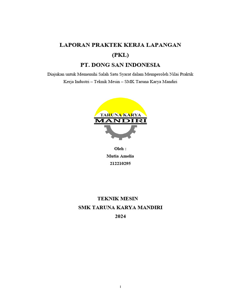 Laporan PKL Mutia Amelia di Dong San | PDF | Karier & Perkembangan | Bisnis