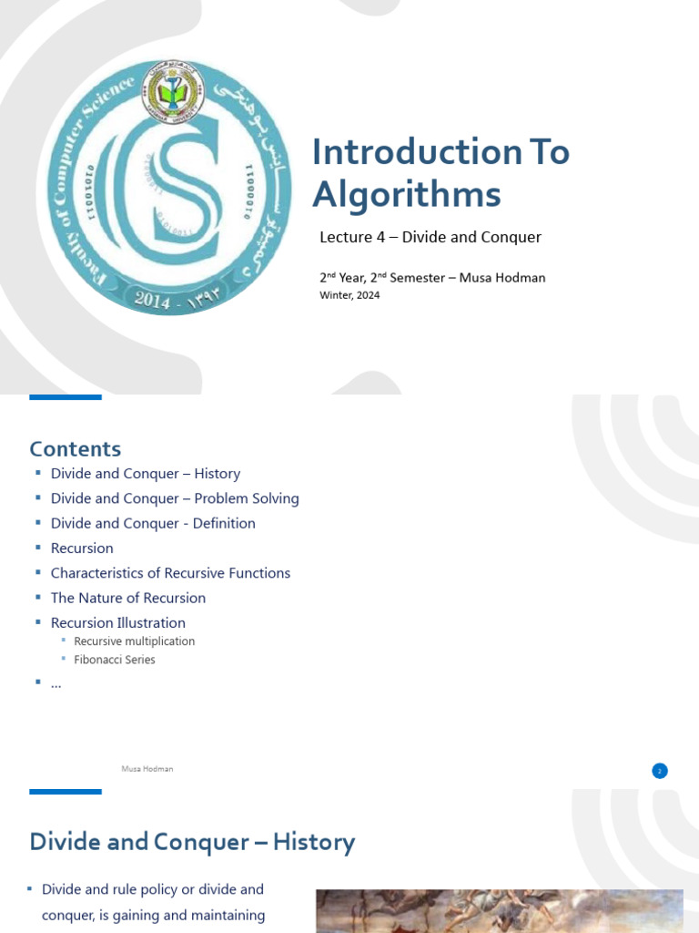 04-Devide and Conqure | PDF | Recurrence Relation | Recursion