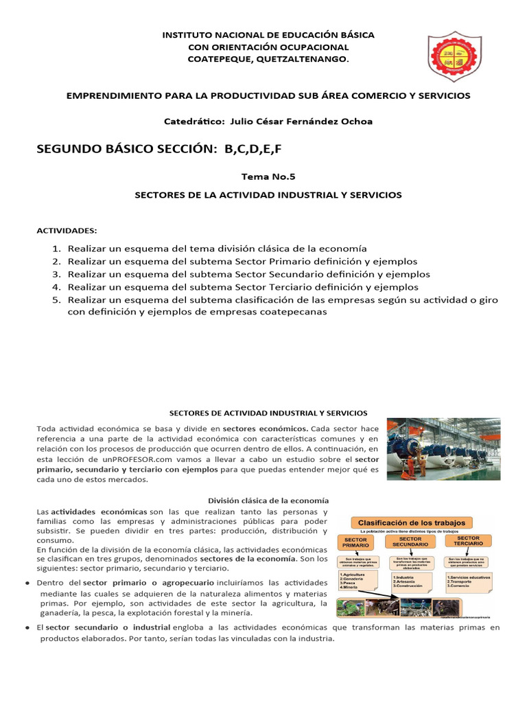 Sectores de Actividad Industrial y Servicios | PDF | Agricultura | Business