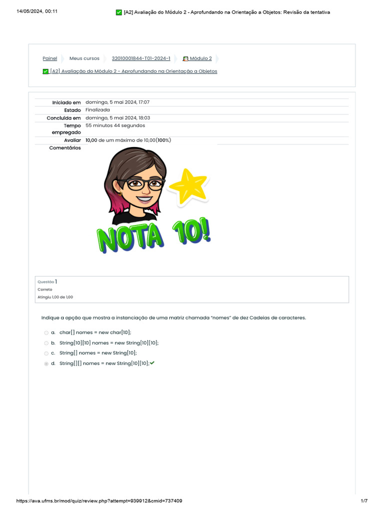 (A2) Avaliação Do Módulo 2 - Aprofundando Na Orientação A Objetos ...